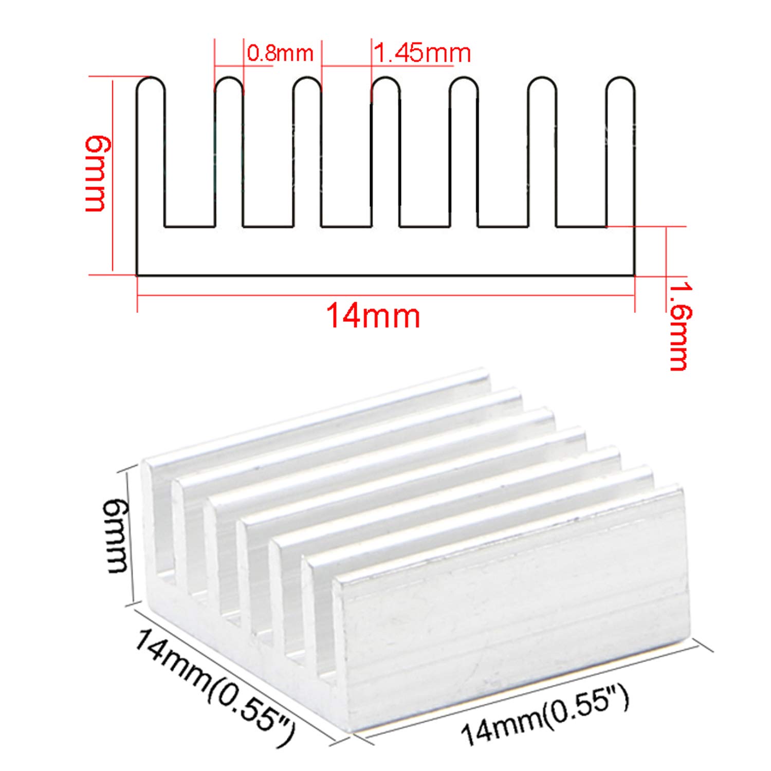 Senmod 100pcs Mini Cooler Heatsink, 14x14x6mm Aluminum Heat Sink for Cooling VRM Stepper Driver MOSFET VRAM Regulators