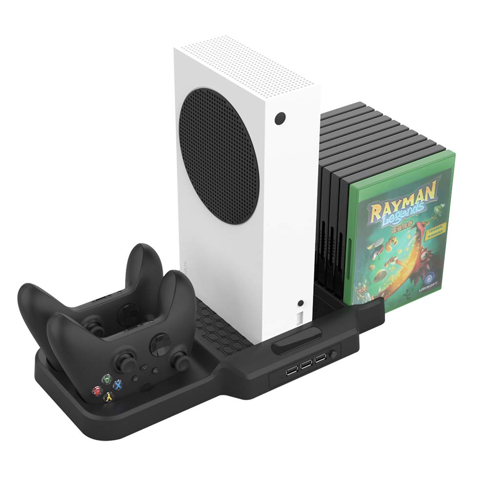 Vertical Stand for Series X with Cooling Fan Charging Station for Xbox Series X Console with 11 Game Storage Organizer 3 USB Port (Black)