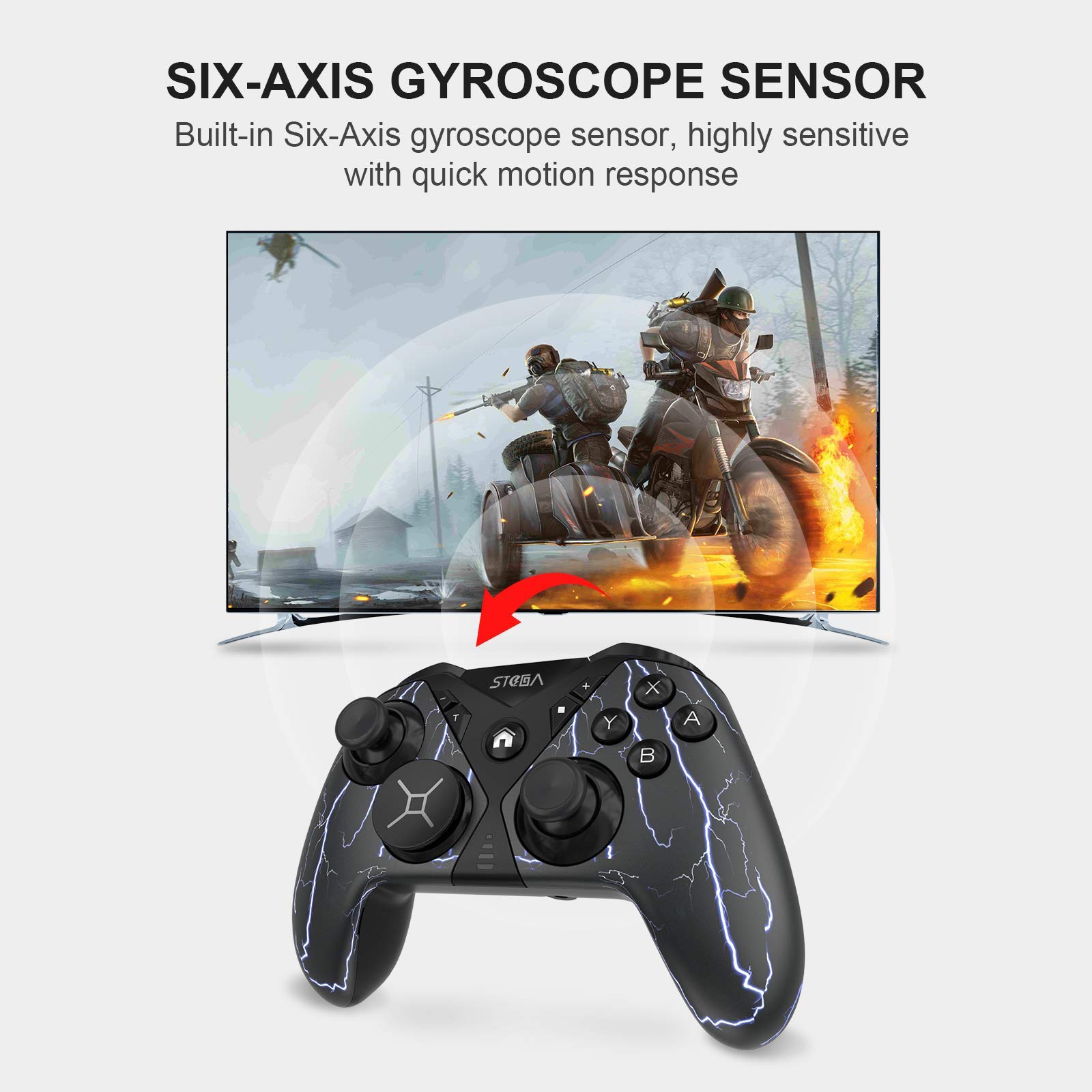 Wireless Controller for Switch/Switch Lite, STOGA Pro Controller Compatible with Nintendo Switch with Motion Control and Dual Vibration, DIY Replaceable Cases (Black)