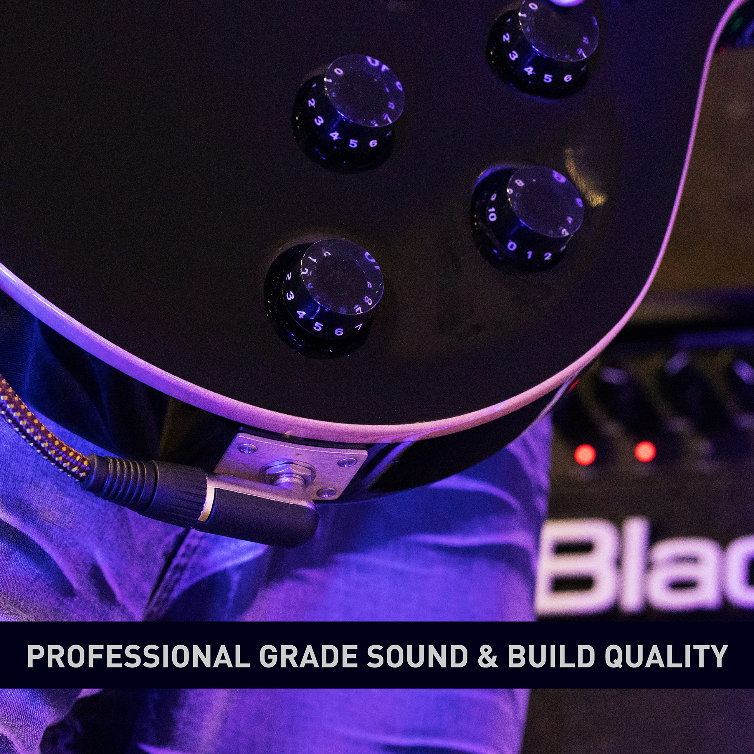 Pro Grade Right Angle Electric Guitar Cable 10 ft / 3m - Universally Compatible Instrument Cable/Guitar Cord 10 ft/Amp Cord for Electric Guitar - Guitar Amp Cord for Electric Guitar