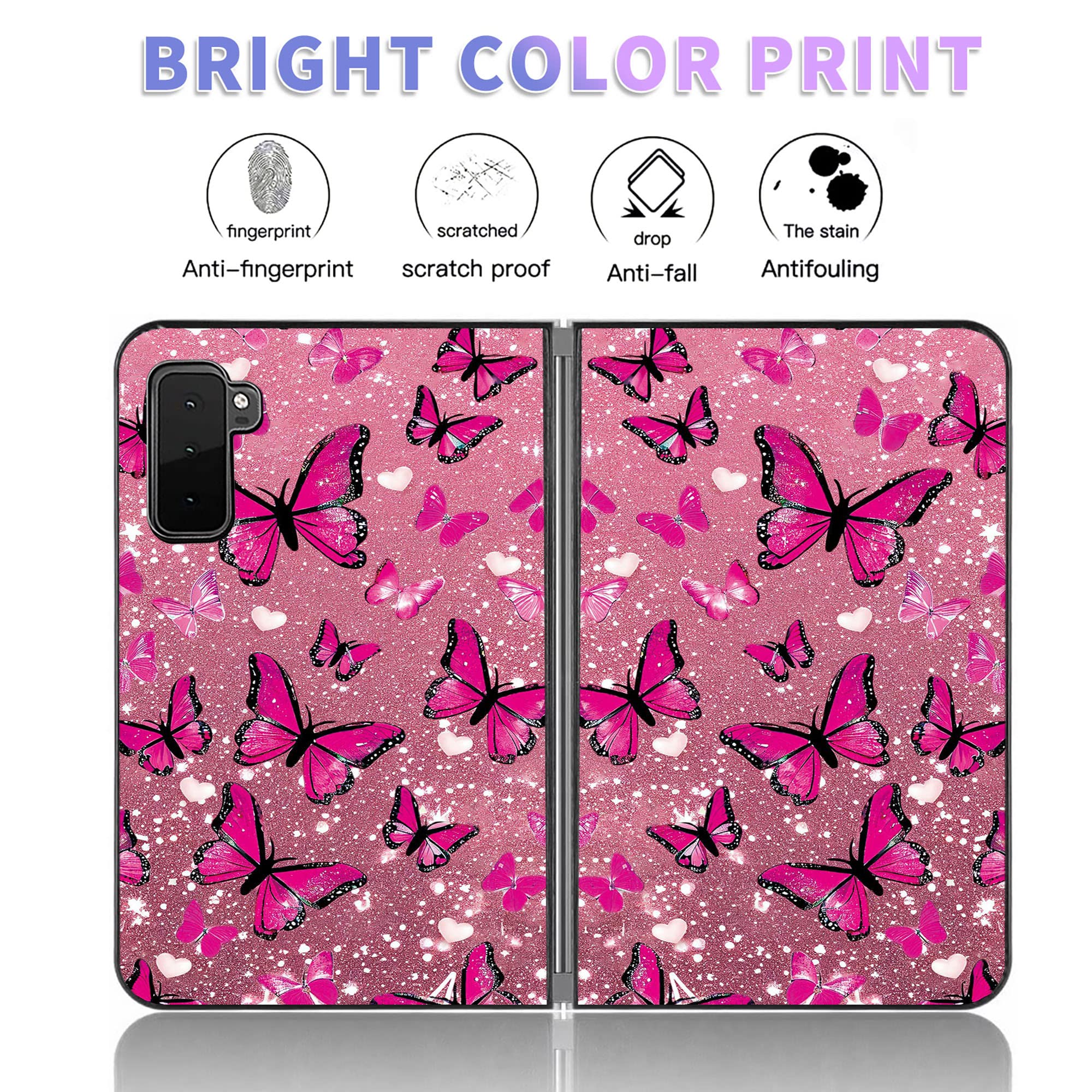 RYUITHDJP for Microsoft Surface Duo 2 Case 8.3" Butterflies Girl Design for Microsoft Surface Duo 2 Phone Case Stylish Shockproof Cover