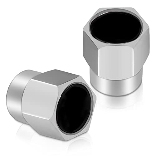 Tire Valve Stem Cap Cover Compatible for Belt O-Ring Seal Corrosion Resistant tire Valve caps 4 Pc Silver