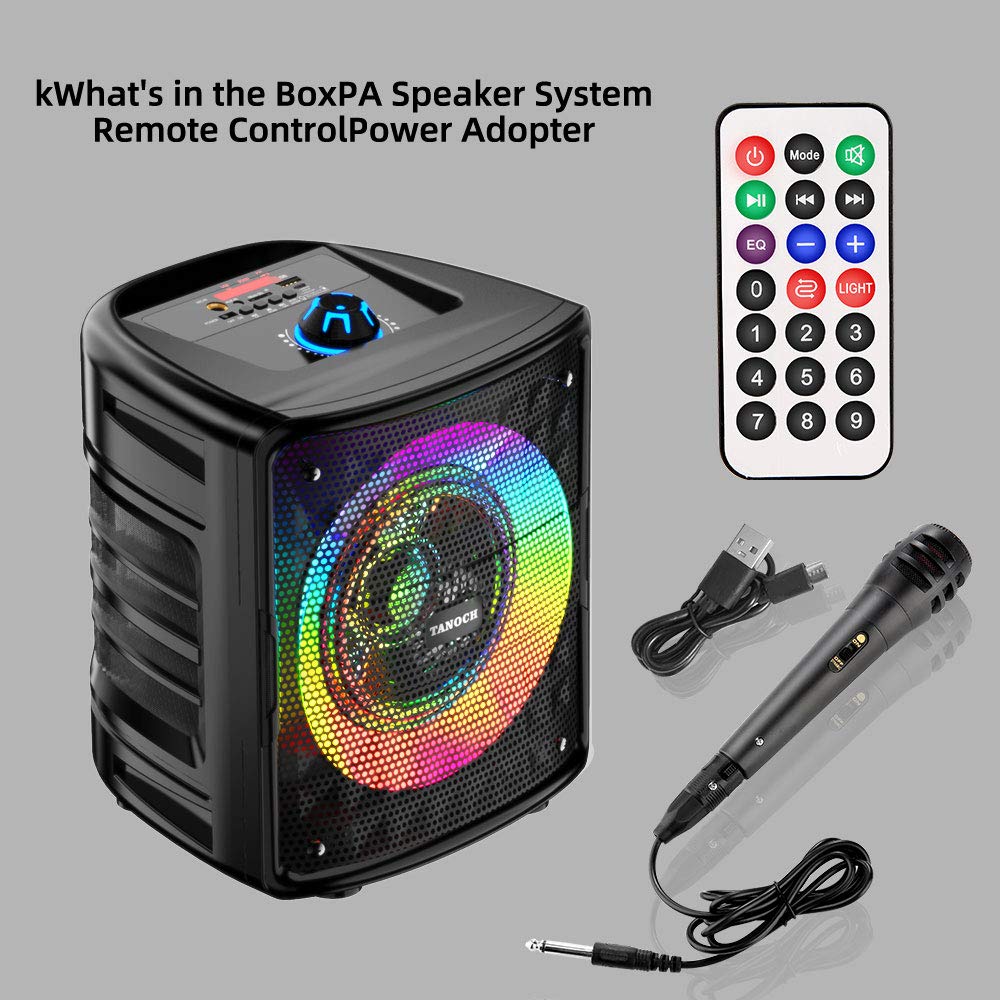 TANOCH Portable Karaoke Machine for Kids & Adults, Bluetooth Speaker with Wired Microphone for Party, Wireless PA Sound System with FM Radio, Audio Recording, TF/USB Supported Christmas Gift…