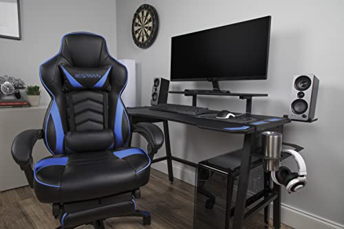 RESPAWN 110 Ergonomic Gaming Chair with Footrest Recliner - Racing Style High Back PC Computer Desk Office Chair - 360 Swivel, Adjustable Lumbar Support, Headrest Pillow, Padded Armrests - 2019 Blue