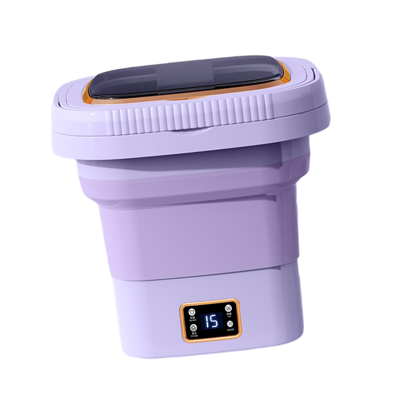 Portable Foldable Washing Machine, Small Bucket Washer, High Power Easily to Carry Compact Small Washer for RV Apartment Camping Dorm Sock, 9L violet clear lid