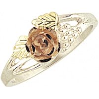 Pretty Diamond-cut Black Hills Gold & Sterling Silver Rose Bud Women's Ring