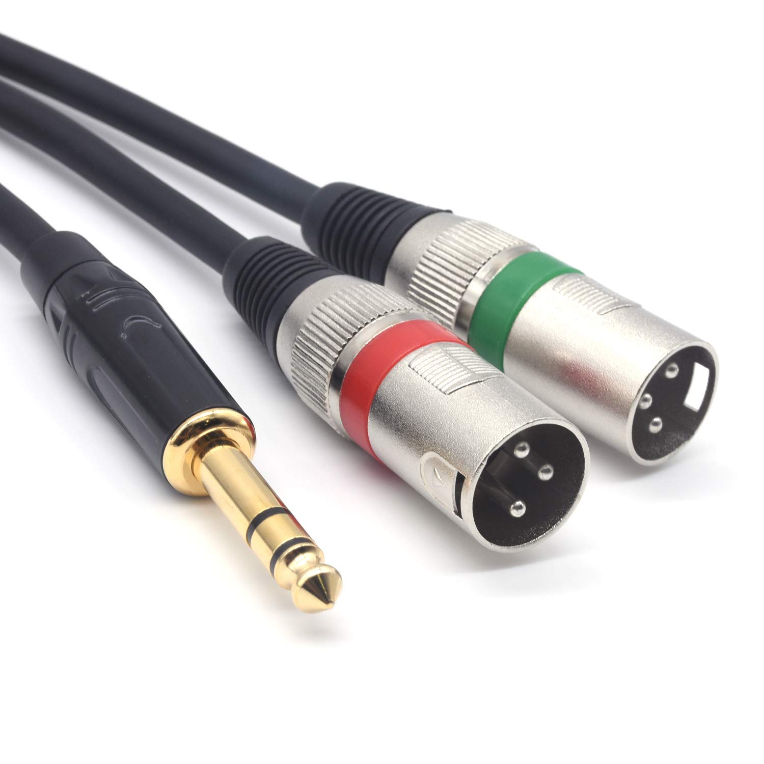 SiYear 10FT 6.35mm (1/4inch) TRS Male Plug to 2 Dual XLR Male Stereo Unbalanced Y Splitter Patch Microphone Cable Cord (3M)