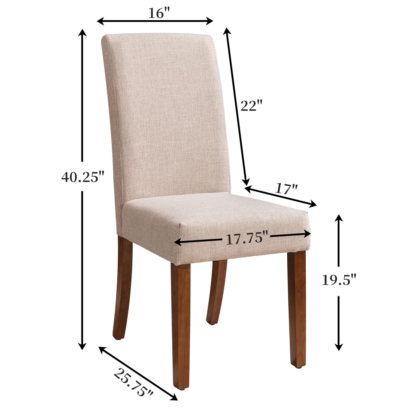 Restworld Fabric Dining Chairs Set of 2,Tufted Upholstered High Back Nailed Trim with Untique Oak Wood Legs for Kitchen Restaurant Room
