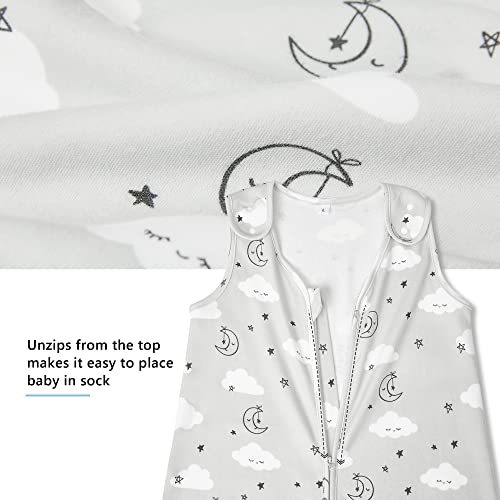 TILLYOU Cotton Sleep Sack 2 Pack - TOG 1 Baby Wearable Blanket with 2-Way Zipper, Extra Soft Sleeveless Sleeping Bag for Infants, 6-12 Months, Grey Cloud & Gray Arrow