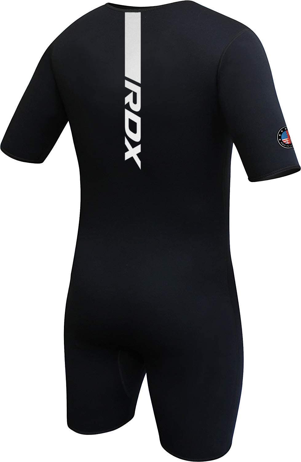 RDX MMA Neoprene Sweat Sauna Suit Shirt Rash Weight Loss Slimmimg Fitness Gym Exercise Training,Black,Large