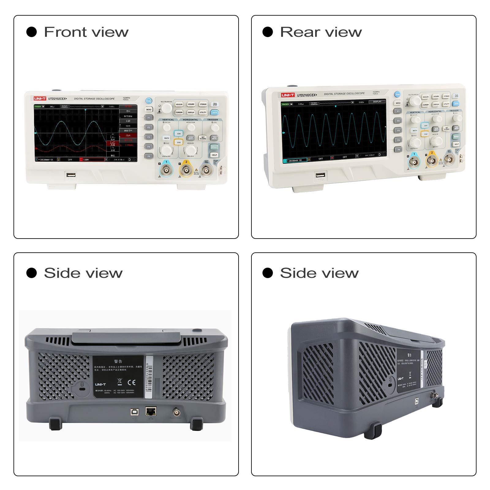 UNI-T UTD2102CEX+ High-Precision 100MHz Desktop Digital Storage Oscilloscope for Laboratory and Electronic Repair Waveform Tester