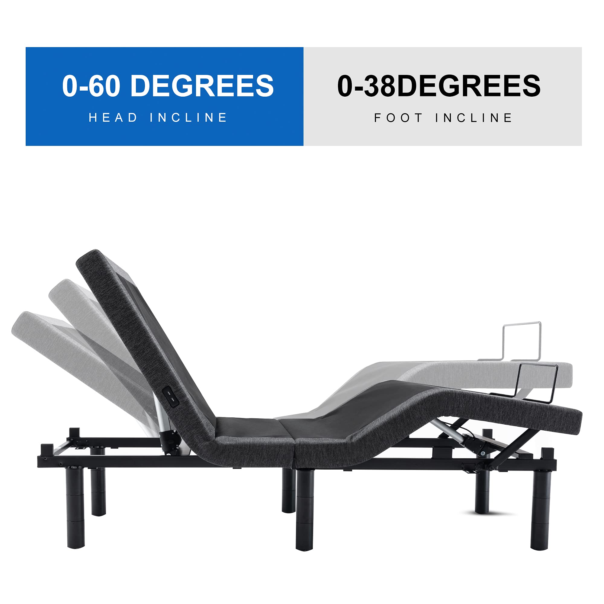 S*MAX Adjustable Bed Frame Queen Dual Motors Dual USB Ports Wireless Remote Control Night Light Zero Clearance Zero gravity Anti-Snoring Adjustable Bed Base Head and Foot Incline