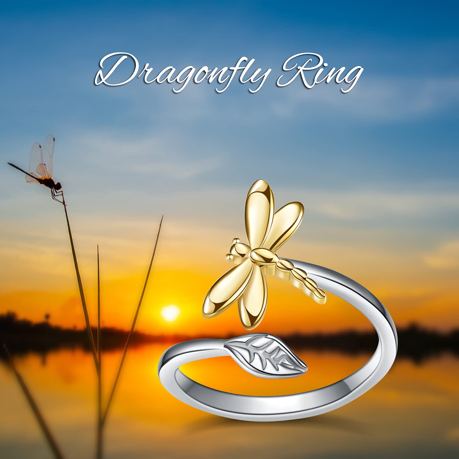 WINNICACA Dragonfly Open Ring Sterling Silver Thumb Ring Cute Dragonfly Jewelry Gifts for Women Birthday