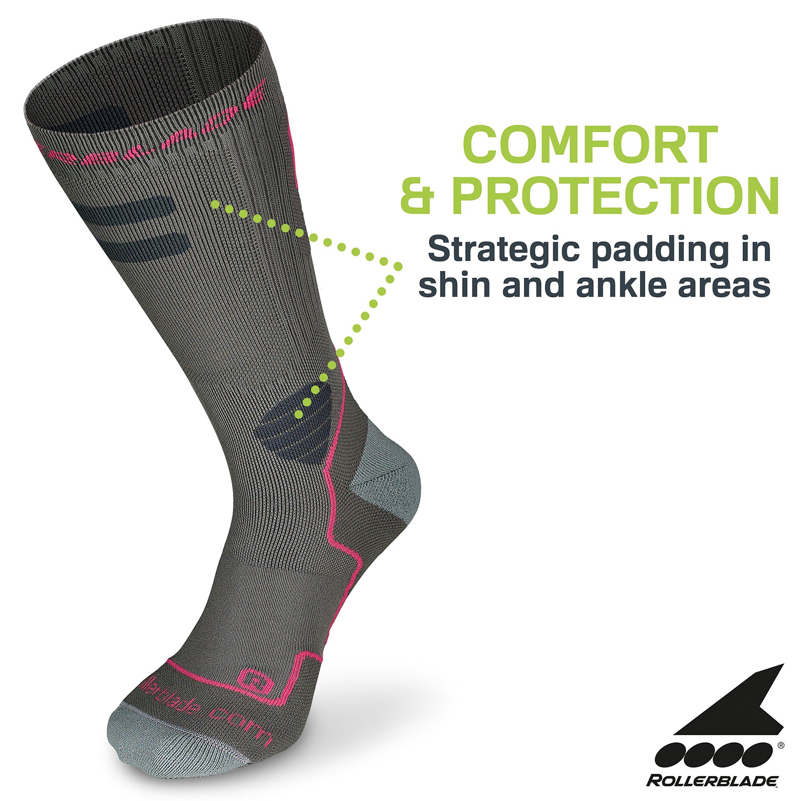 Rollerblade High Performance Men's Socks, Inline Skating, Multi Sport, Black and Red, Large