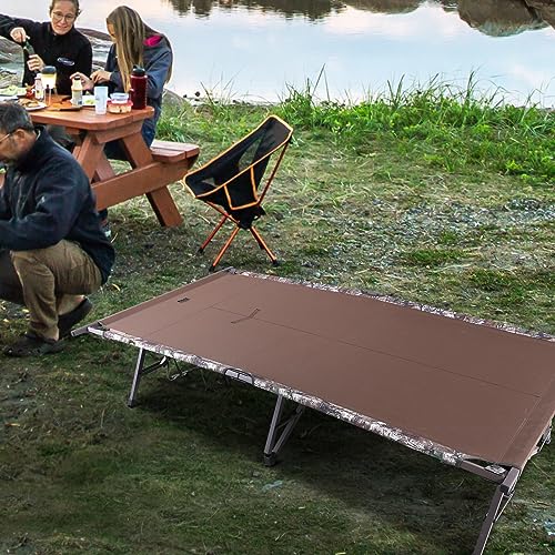 TIMBER RIDGE Outdoor Bed Cots for Sleeping with Carry Bag Foldable XL Hunting for Camping, Hiking, Camouflage,Home, Travel, Support up to 600lbs, Tan