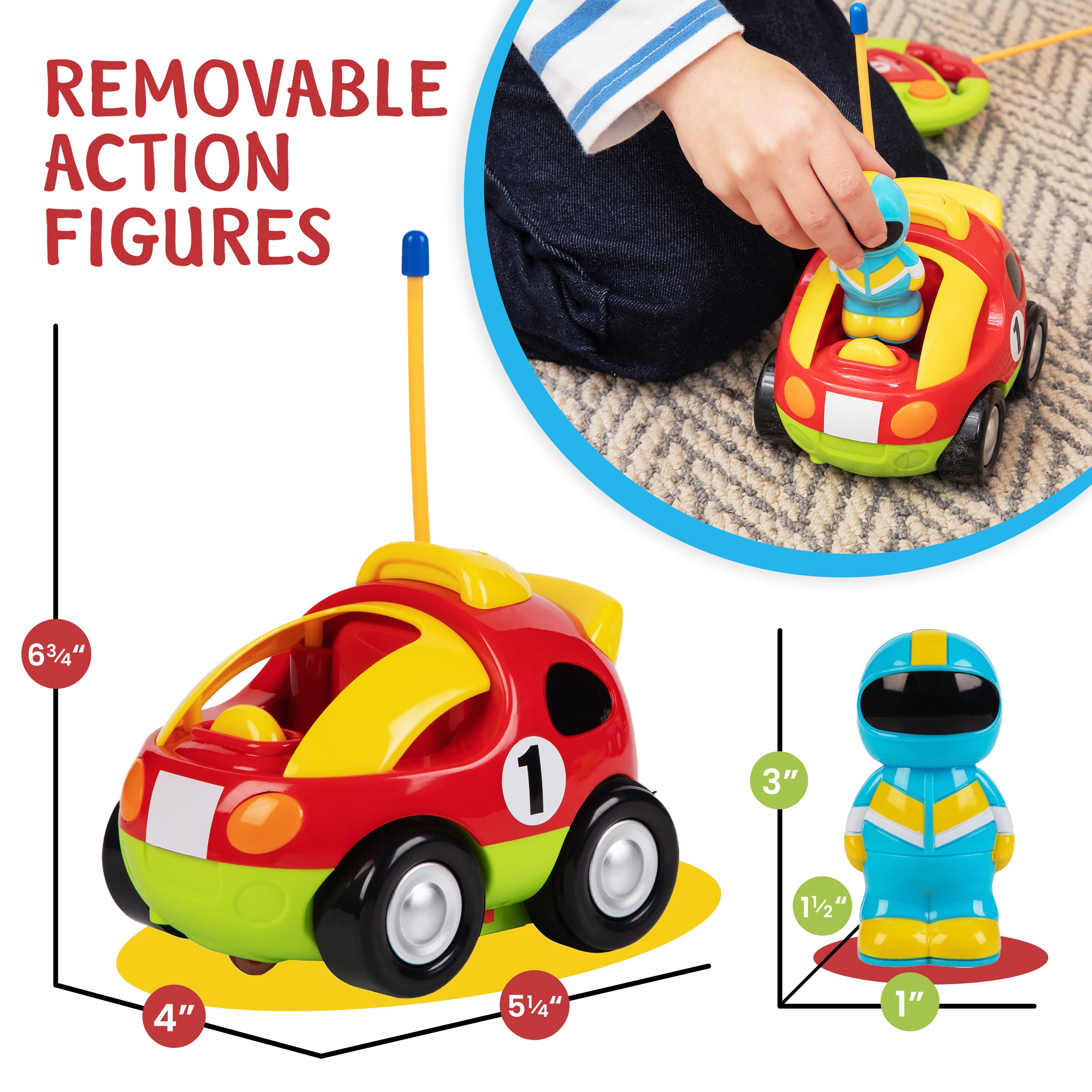 PREXTEX 2pk Remote Control Cars for 3-5 Year Old Boys - Truck & Tractor Toddler Toys