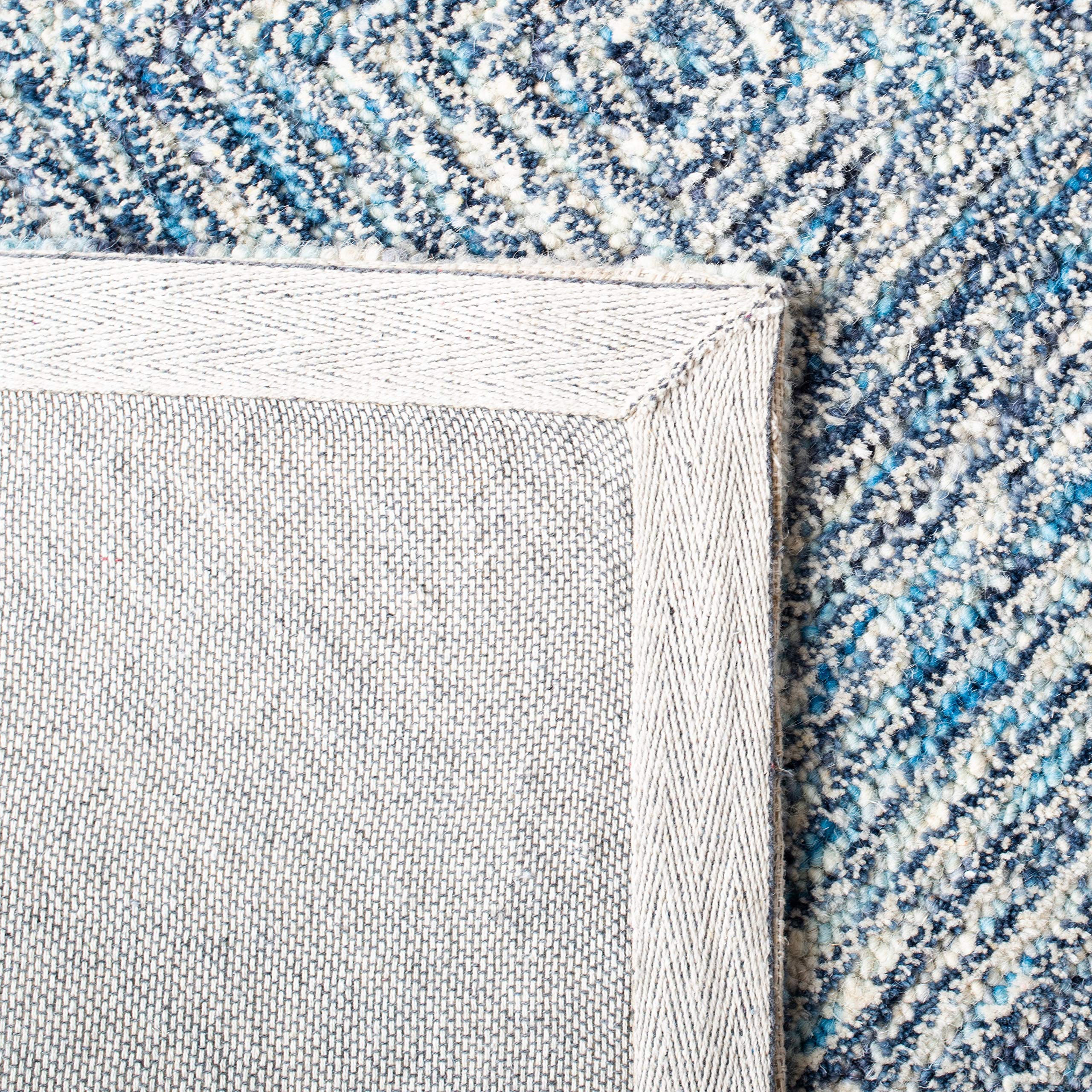 SAFAVIEH Capri Collection Area Rug - 9' x 12', Ivory & Blue, Handmade Wool, Ideal for High Traffic Areas in Living Room, Bedroom (CPR207A)