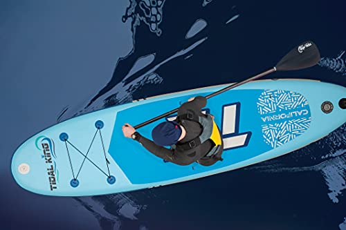 Tidal King California 10' 6" Stand Up Paddle Board Wide Stable ISUP - with Adjustable Paddle, Top Accessories - Pump, Leash & Backpack