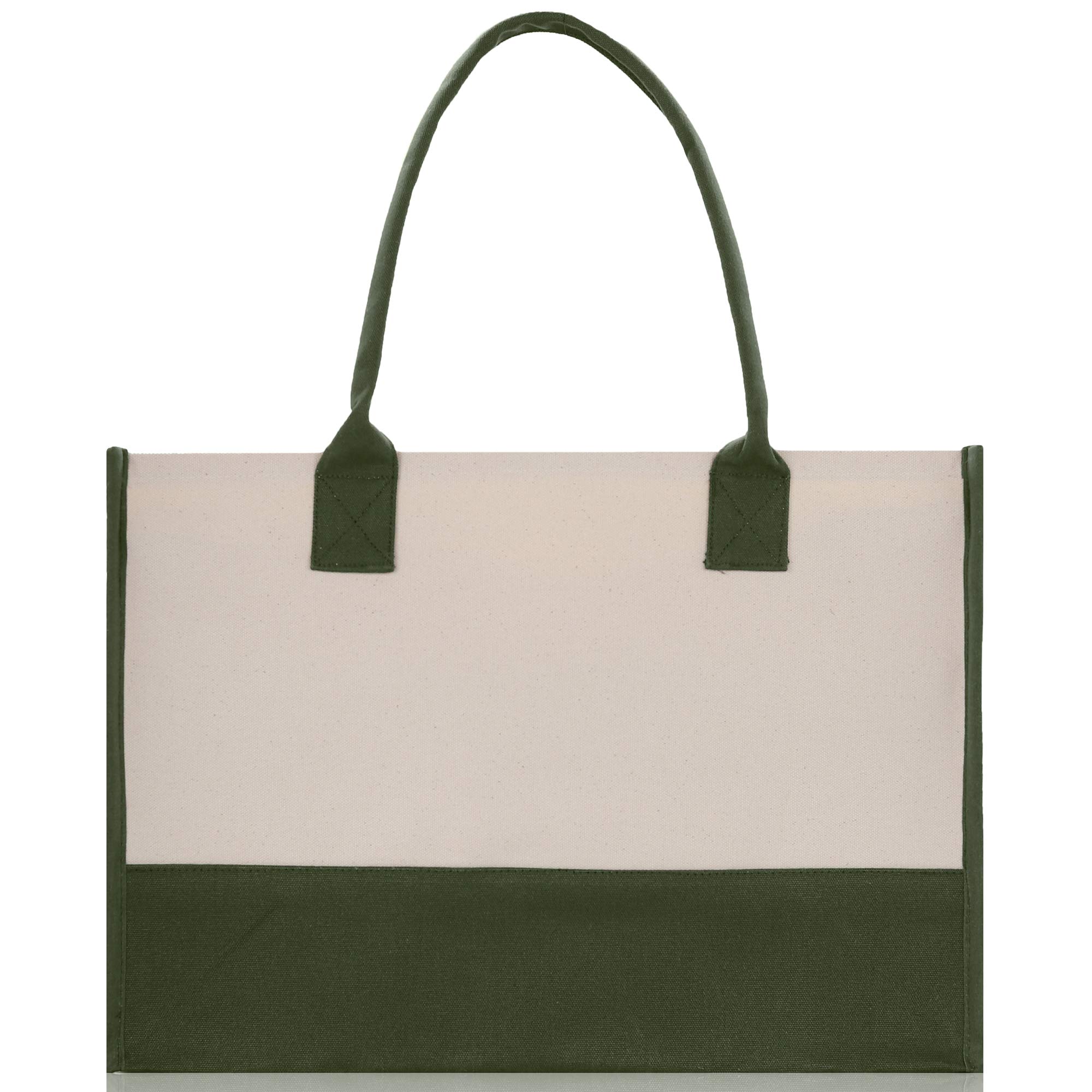 VANESSA ROSELLA Personalized 100% Cotton Canvas Chic Tote Bag (Olive)