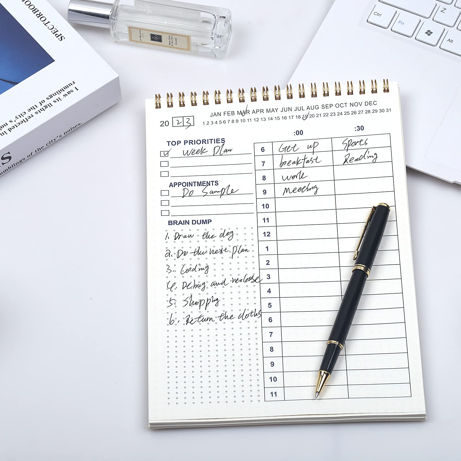 Time Blocking Planner 2023,To Do List Notepad with Priorities,Hourly Scheduler and Notes with PVC Covers,Spiral Bound Daily Planner Notepad to Do Notebook for Adults Kids Classroom Office,7x10 Inch