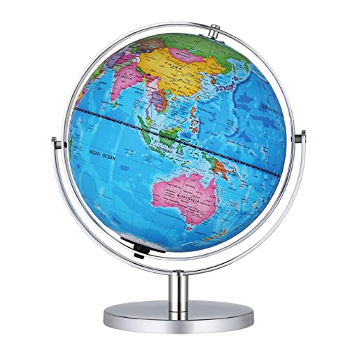 TUFFIOM World Globe, 9-Inch Diameter Illuminated Spinning Earth Globe Display Nightlight with AR interactive and interesting teaching and LED Night Light Lamp