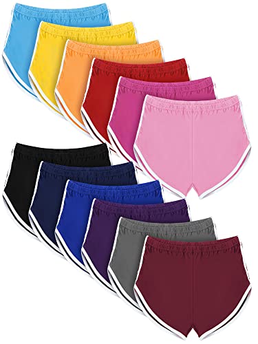 Yinder 12 Pack Yoga Dance Short Cotton Sport Shorts for Women Workout Pajama Shorts Athletic Shorts for Women Pack Cute Summer Shorts for Cycling Hiking Running Sport, Medium