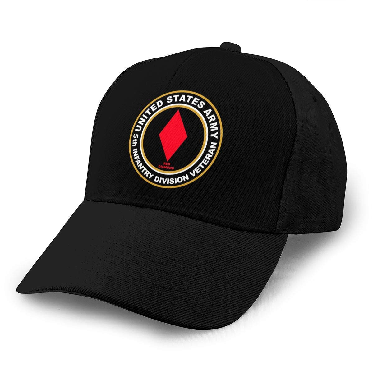 US Army Veteran 5th Infantry Division Red Diamond Unisex Adult Hats Classic Baseball Caps Peaked Cap