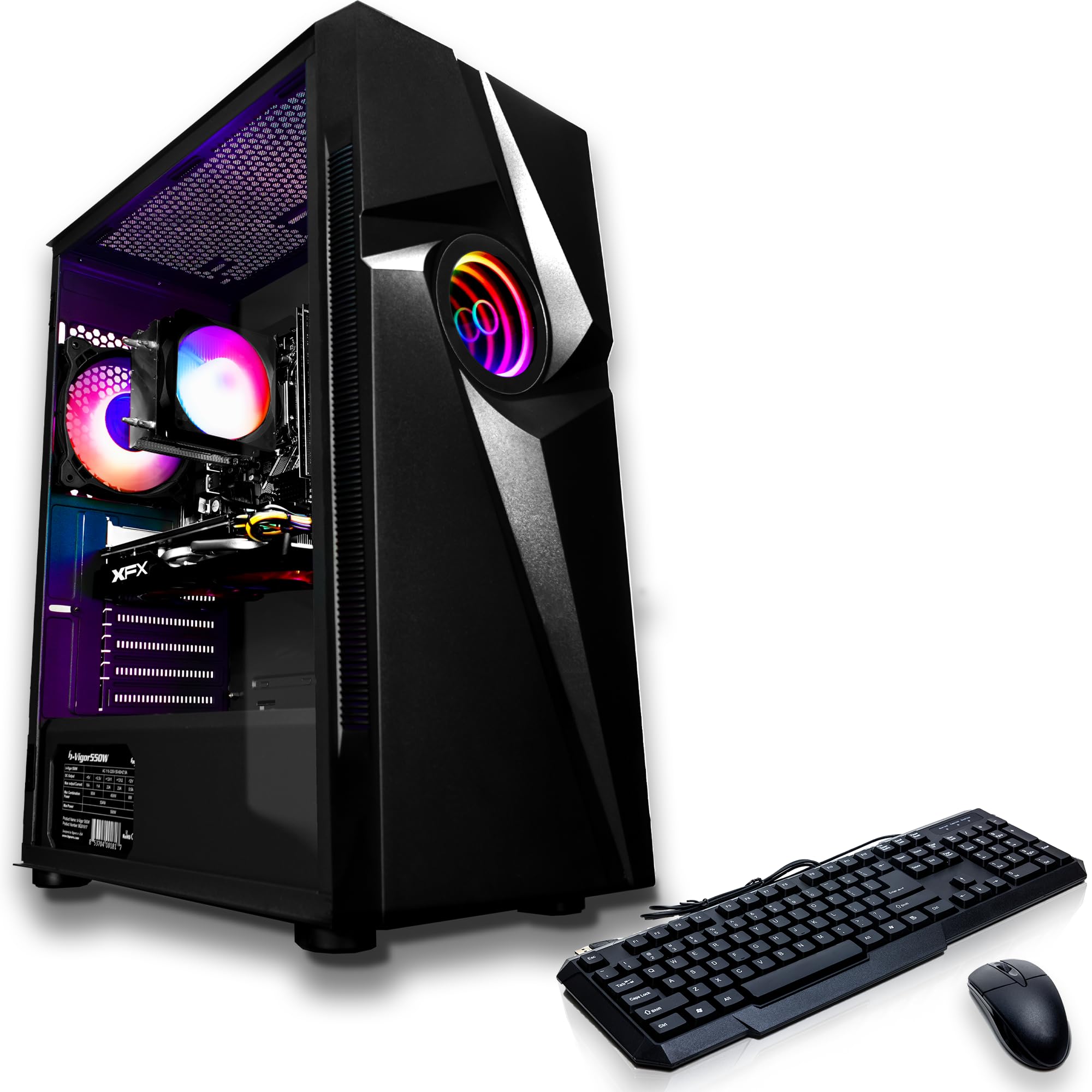 SAAV T102 Gaming PC Desktop Computer Tower Prebuilt with Intel Core i7 2.8GHz, 16GB RAM, GeForce GTX 1660 Super 6GB GDDR6, 1TB SSD, RGB Fans, WiFi 6, Bluetooth, Windows 10, Mouse & Keyboard - Black