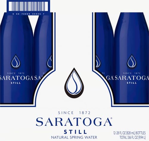 Saratoga Natural Spring Water - 28 oz. (Non-Carbonated, Pack of 12)