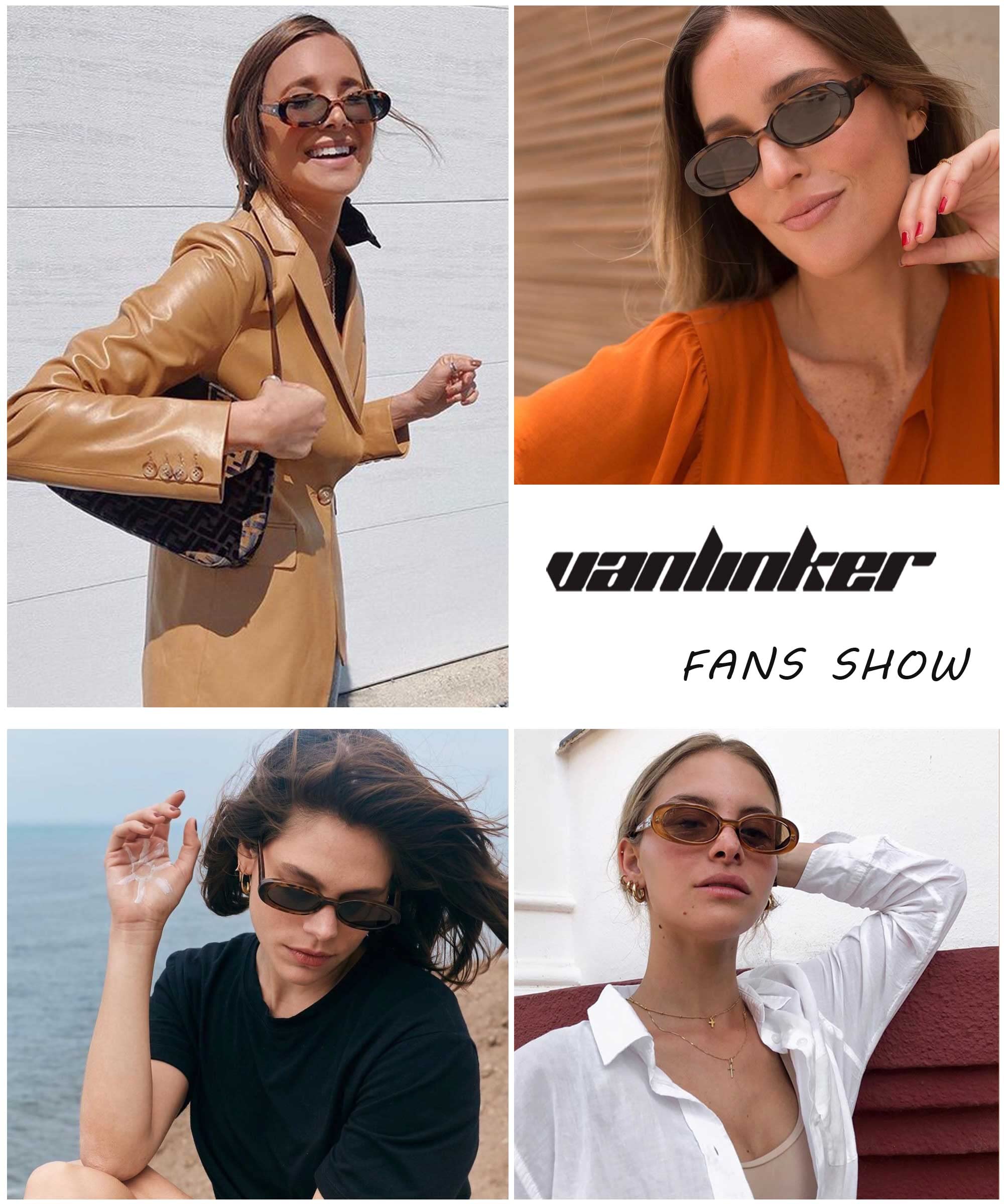 VANLINKER Polarized Retro Oval Sunglasses for Women and Men Small 90s Style VL9580
