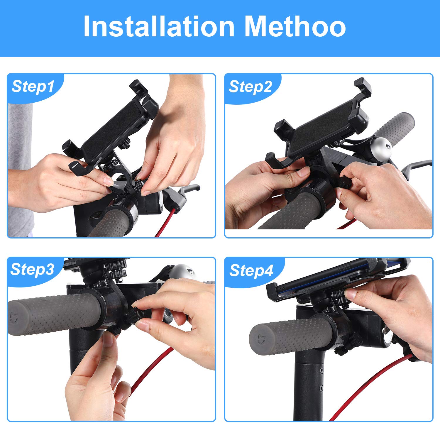 Portable Hand Carrying Handle Straps Carrying Handle Bandage Belt Webbing Scooter Carrying Accessories Phone Holder Compatible with Xiaomi M365 Mi Ninebot Electric Scooter Goods ES1/ ES2/ ES3/ ES4