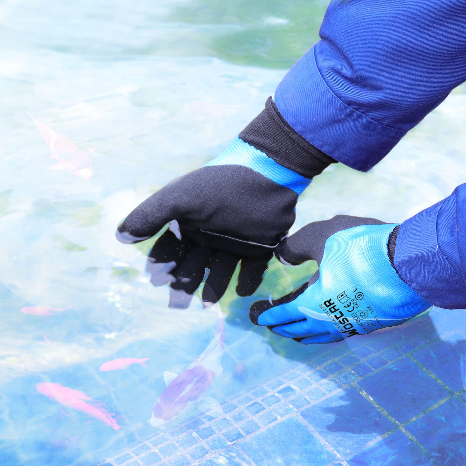 Winter Warm Unisex-Adult Work Gloves Double layer Breathable Rubber Scrub Coated Cold Weather Insulated Freezer Gloves