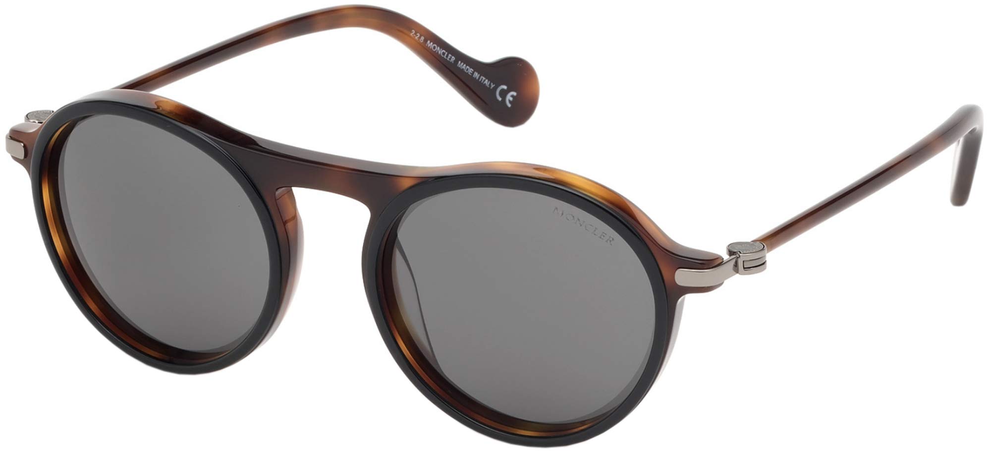 Sunglasses Moncler ML 0103 05A Havana W. Black Rims, Shiny Gunmetal/Smoke Lens