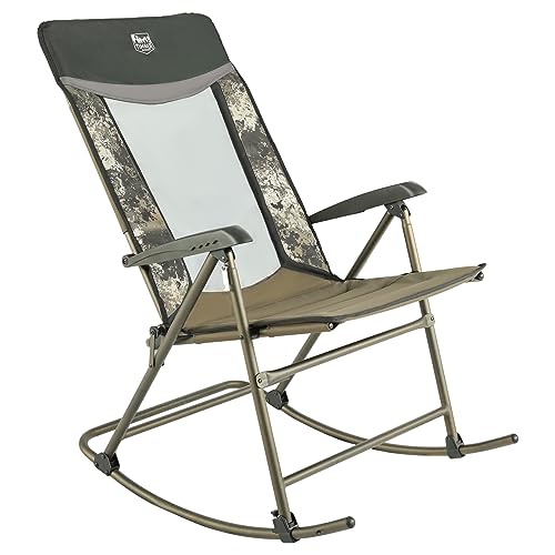TIMBER RIDGE Portable High Back Rocking Camping Adults Patio Rocker Chair Foldable with Armrest for Lawn, Yard, Indoor, Support up to 300 lbs, Camo