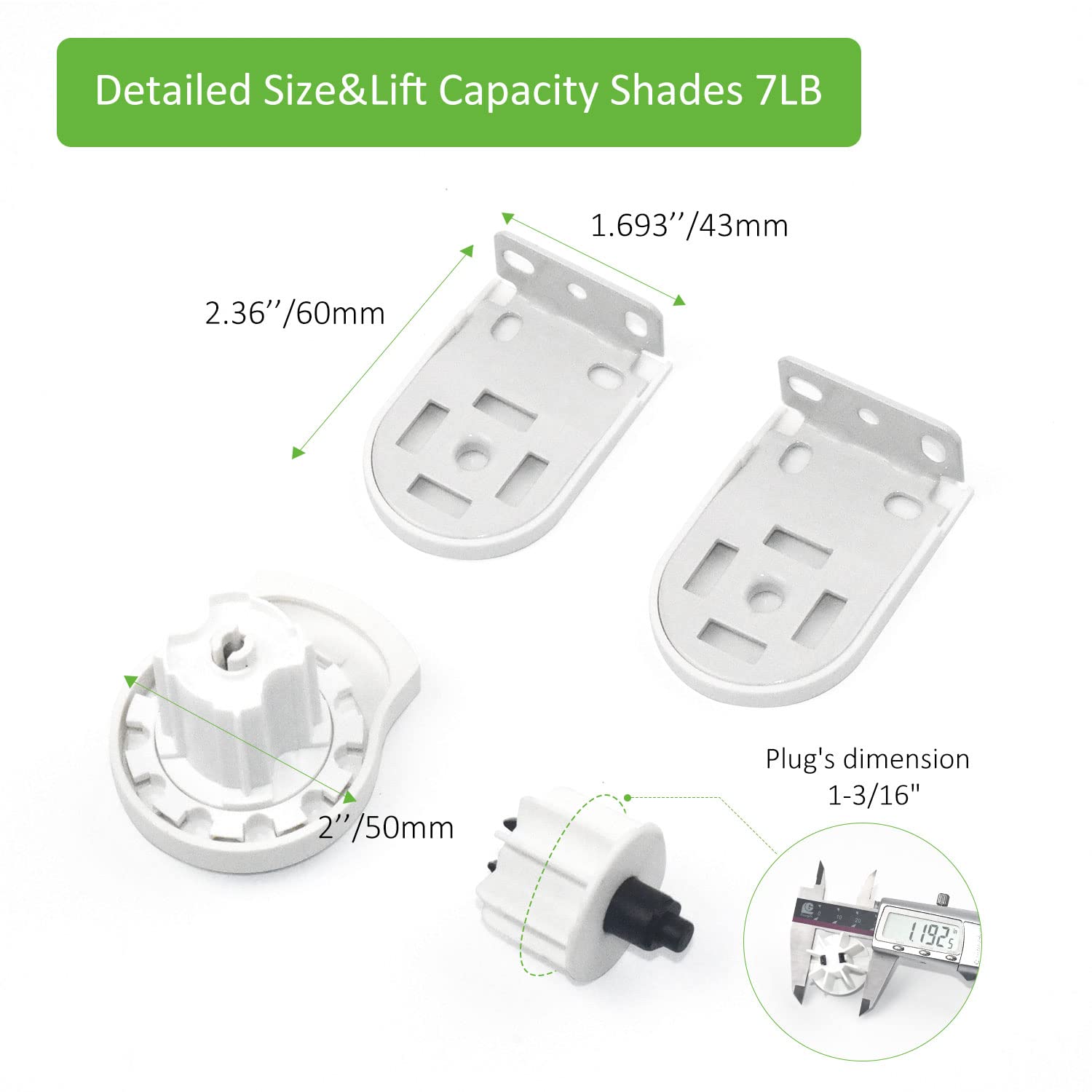 Rollerhouses Roller Shade Brackets with Mechanism Roller Shade Clutch+Skyline Mounting Brackets + End Plug for 1 1/4" Tube, White