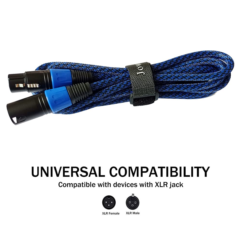 XLR Cable 10ft 2Pack, Balanced 3 Pin Male to Female for Microphones, Lights, Speakers,Mixer,Amplifier and Audio Device(Pure Copper Conductors) (3m(10ft), Blue)