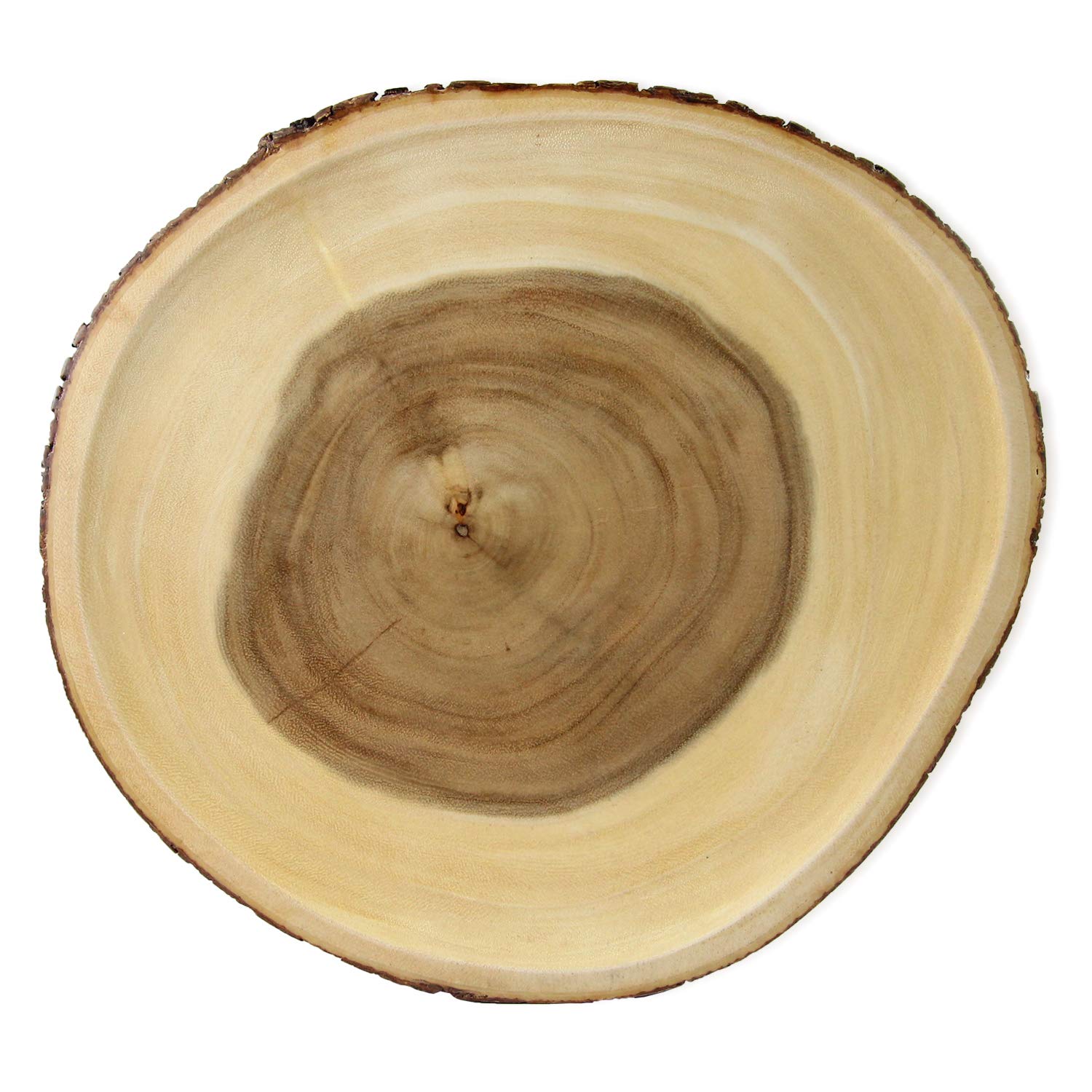 roro Hand-Crafted Sustainable Serving Platter/Cutting Board with Slight Dip and Bark Edges, 12" L