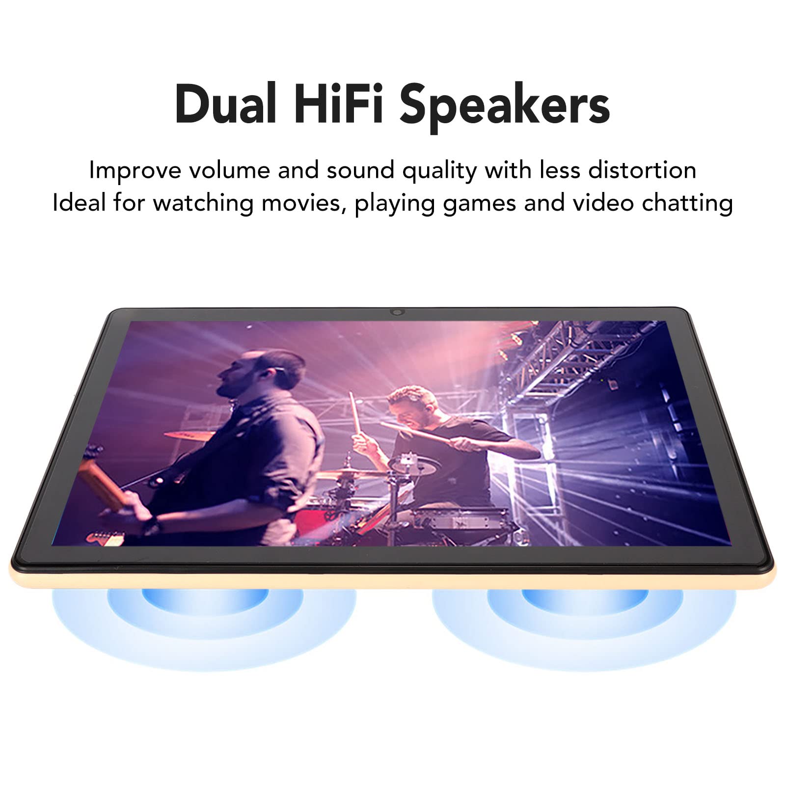 SHYEKYO FHD Tablet, Supports Fast Charging Tablet PC Yellow 2 in 1 Octa Core Processor for Study for Android 12 (US Plug)