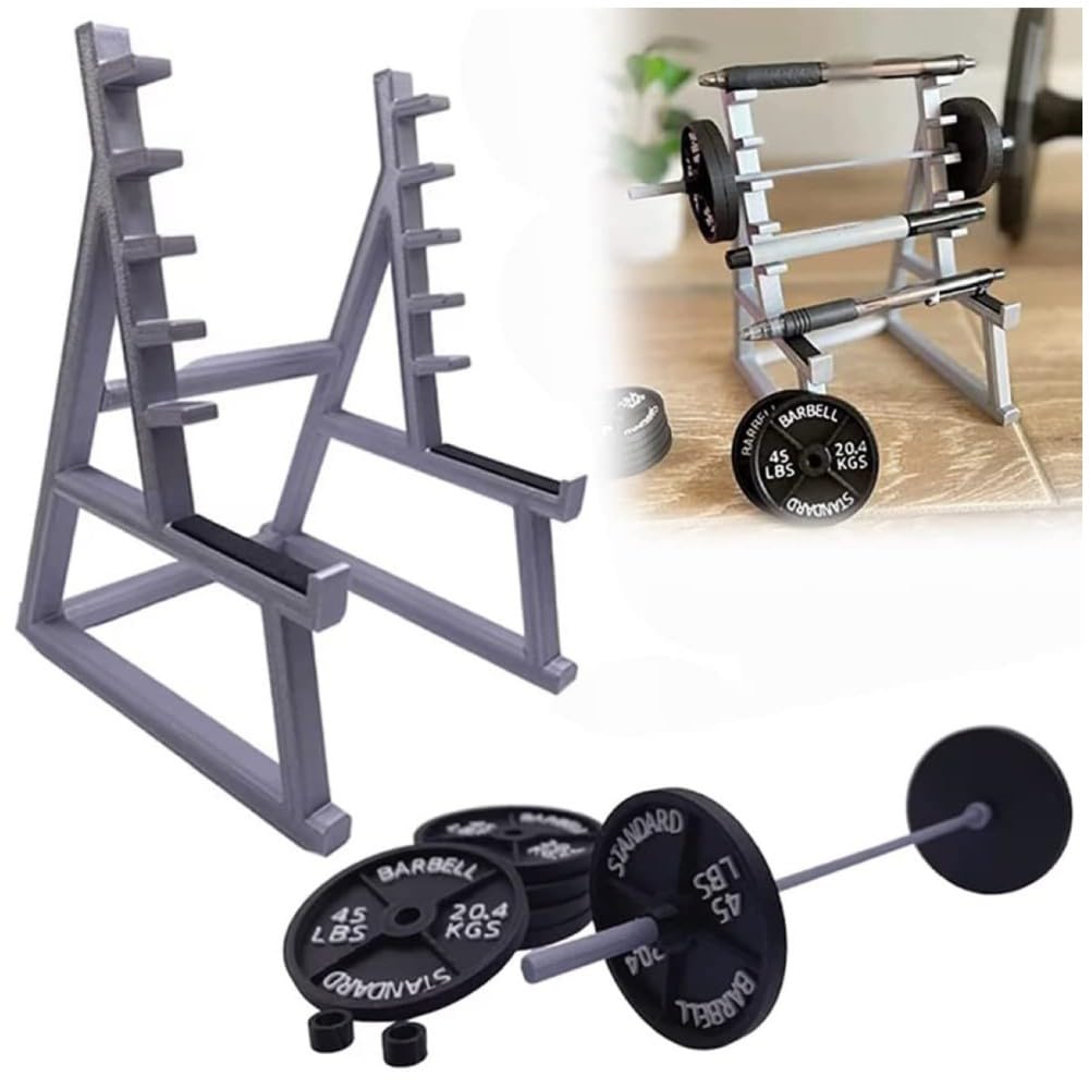 RFSHOP Funny Mini Barbell Pen Holder, Gym Theme Desk Pen Organizer Squat Rack Pen Holde,Home Office Desk Display Decorations Gift.