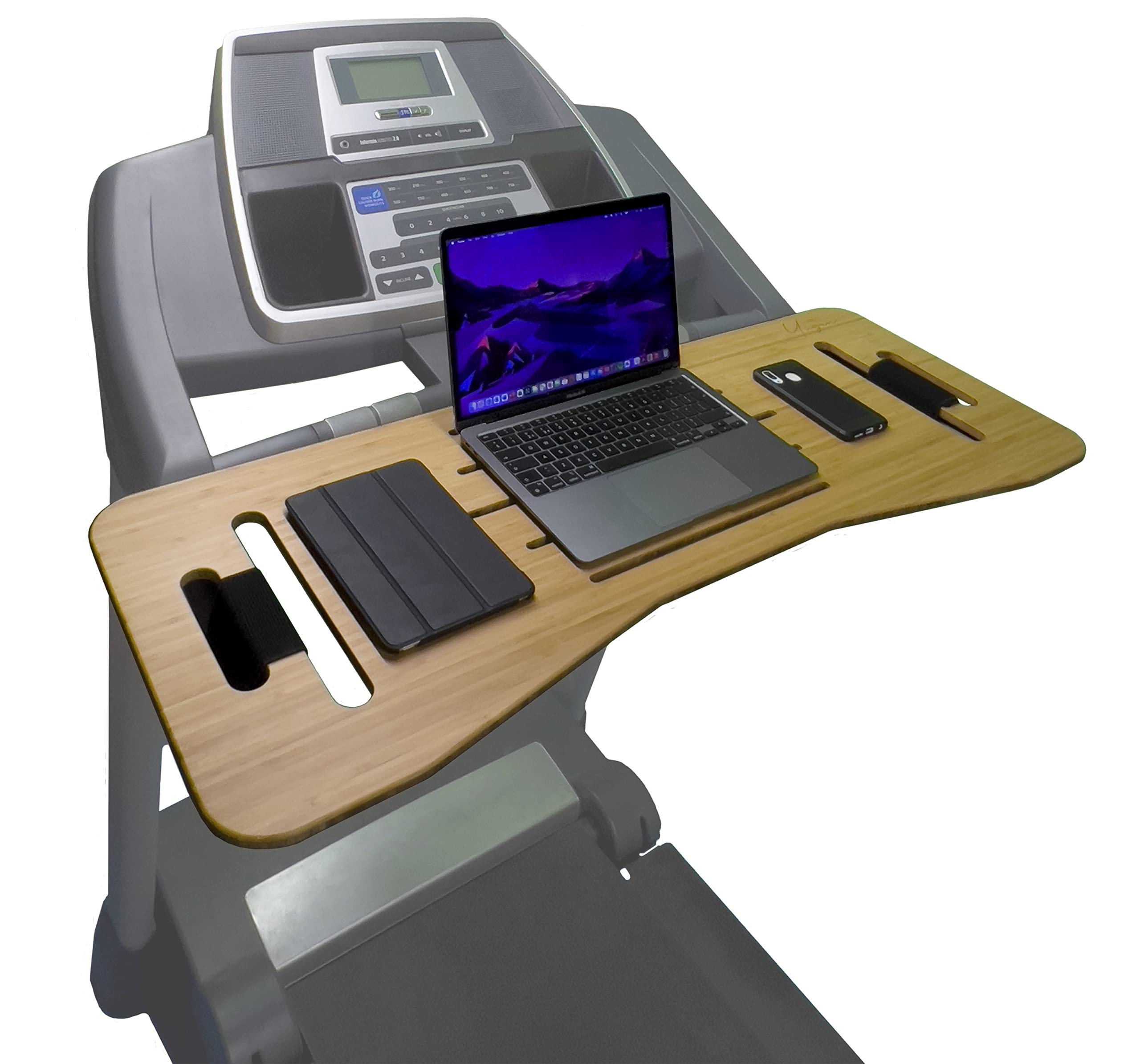 Yūgen Bamboo Treadmill Desk Attachment - Universal Fit Up to 40" Laptop Stand for Treadmill - Ergonomic Adjustable High Ventilation Treadmill Desk for Laptop, Notebook, iPad, Smart Device, Book Holder