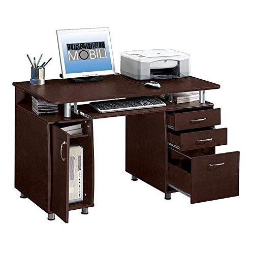 Trent Home Super Storage Computer Office Desk in Chocolate