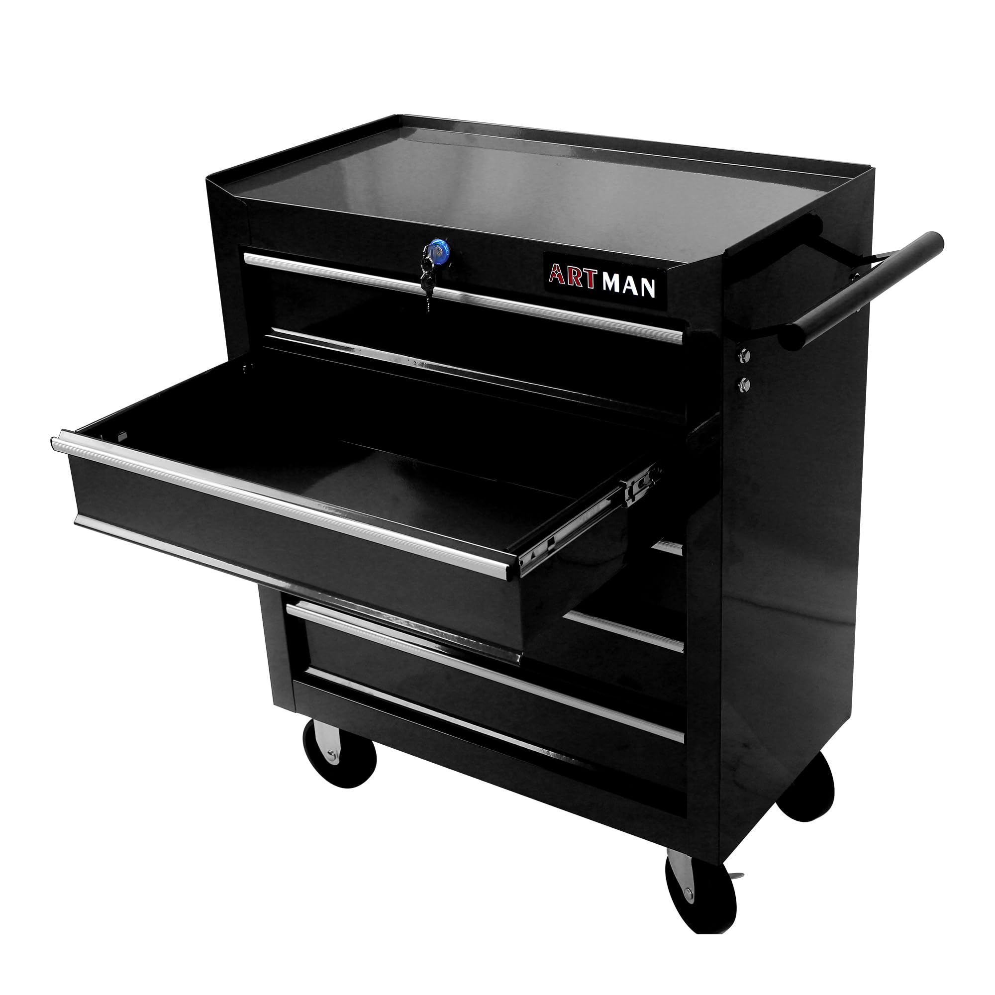 SEHAONOHOME 5 Drawers Rolling Tool Chest Cabinet with Wheels, Tool Storage Cabinet and Tool Box Organizer for Garage Warehouse Workshop, Black