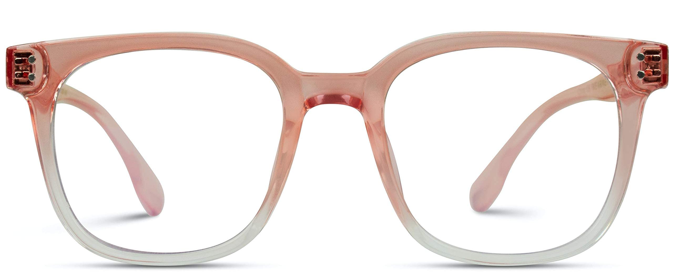WearMe Pro - Square Oversized Women Elegant Classic Blue Light Screen Glasses (Clear Frame)