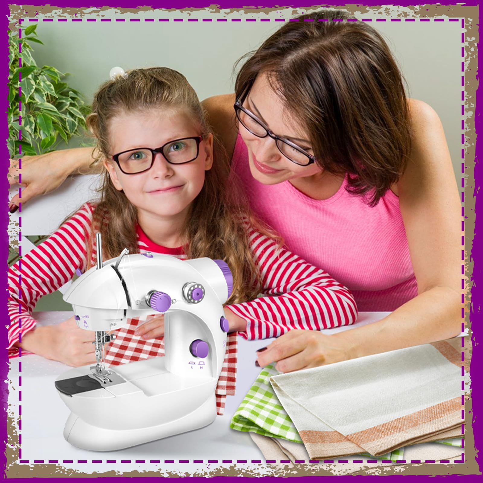 Portable Sewing Machine with Extension Table and Light,Mini Handheld Sewing Machine with Upgraded,Two Threads Double Speed Double Switches,Easy to Use for Kids,Beginners and DIY