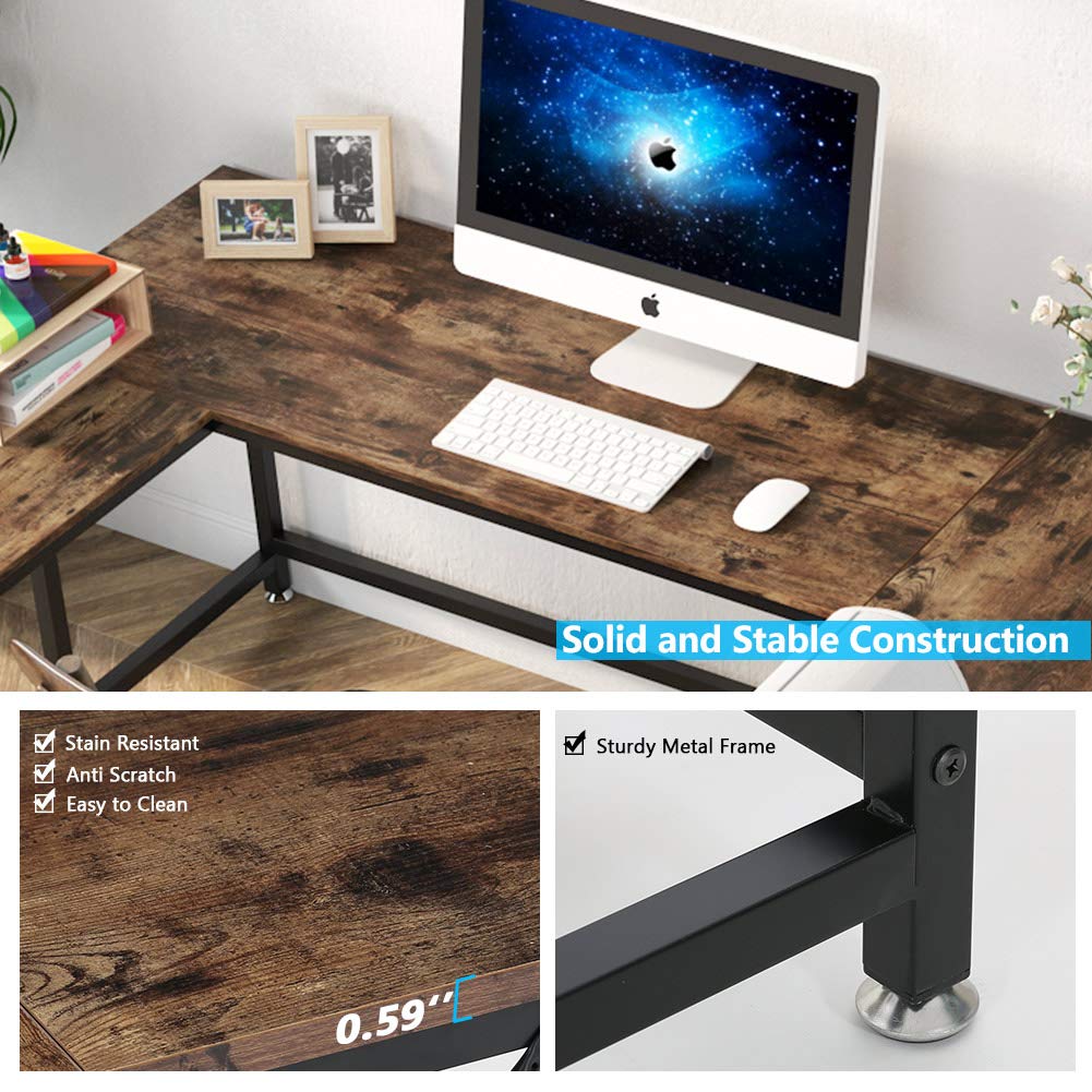 Tribesigns 126 inch Double Computer Desk, Extra Long Two Person Desk, U Shaped Large Office Desk Writing Table Computer Workstation with Printer Stand Shelf and Host Storage for Home Office