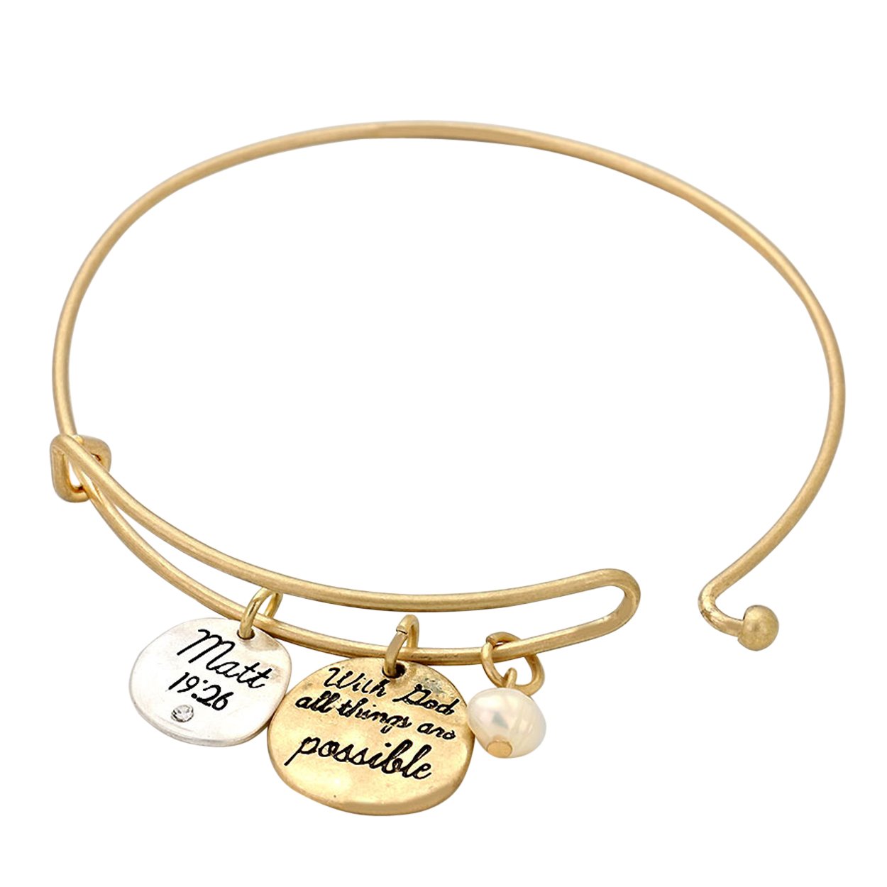 Rosemarie Collections Women's Inspritional Gift Religious Dangling Charms Hook Bangle Bracelet, 2.5" (Saint Joan Of Arc Silver Tone)
