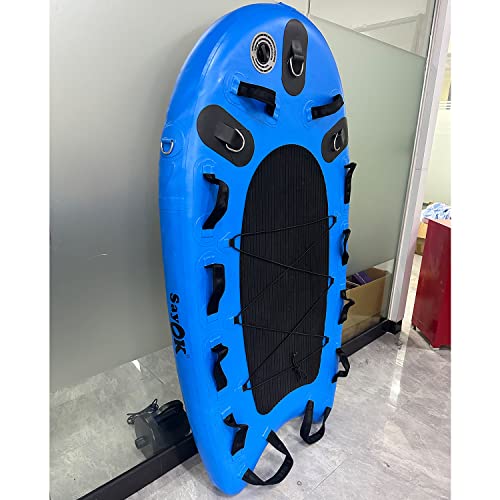 SAYOK Inflatable Floating Mat Rescue Board, Inflatable Surfing Board Inflatable Jet Ski Rescue Sled(68.9 x 37.4 x 5.9 inches, 1 Set)