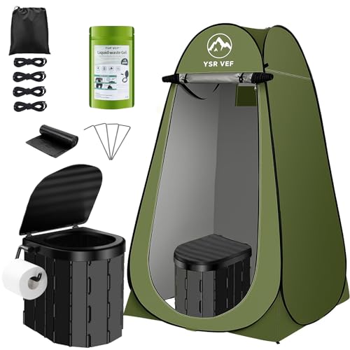 Portable Toilet Kit for Adults,Pop Up Privacy Tent,Large Portable Toilet Potty for Adults,12 Toilet Bags,12 Pack Liquid Waste Gel,Washable,Portable Outdoor Showers, Tents,Camp Toilets,Changing Rooms