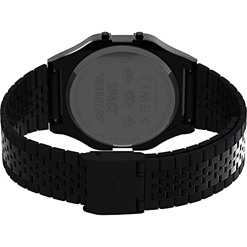 Timex T80 x Space Invaders 34mm Watch – Black with Stainless Steel Bracelet