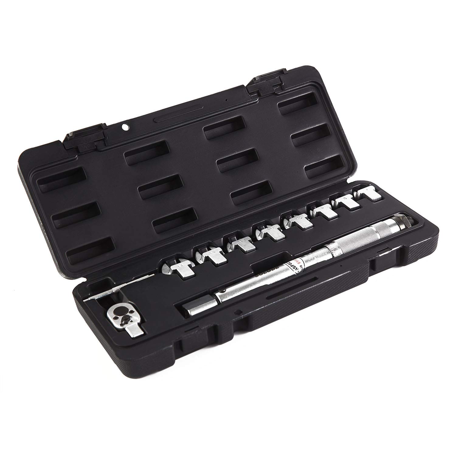SOLUDE 1/4-inch Interchangeable Bike Torque Wrench,5~25 Nm,with Drive Crowfoot Open Wrench Ratchet Head,Metric,7 mm - 14 mm